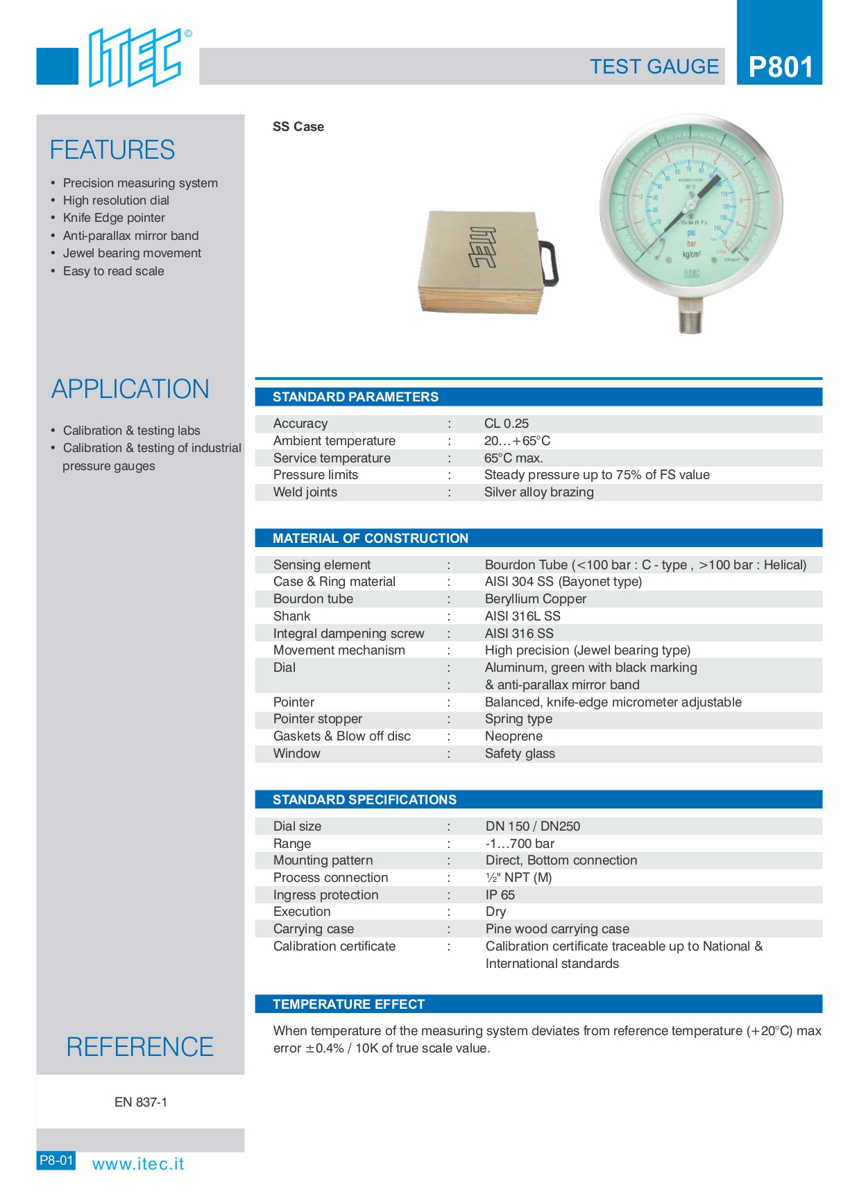 P801 TEST GAUGE SS Case - reliancetechno
